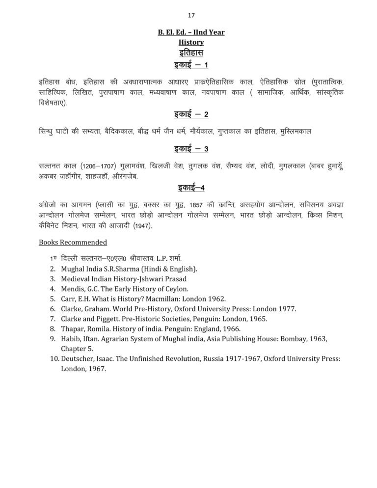 B.EL.Ed Luckow University Second Year Syllabus - Beled.in