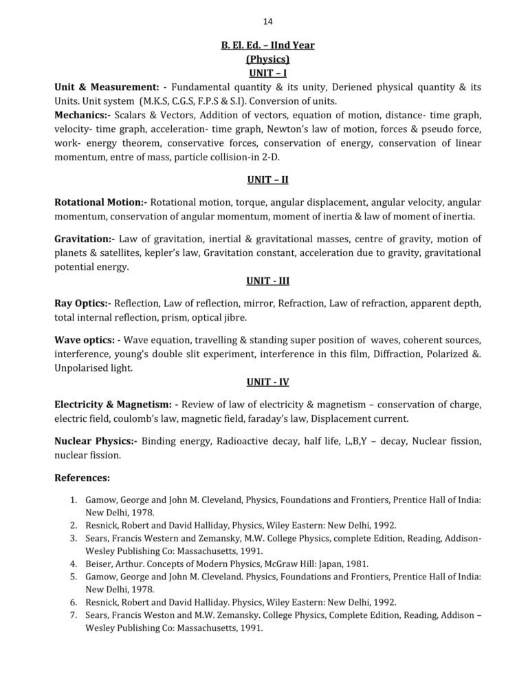 B.EL.Ed Luckow University Second Year Syllabus - Beled.in
